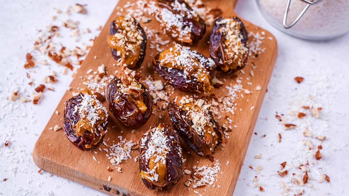 Peanut Butter Stuffed Dates - Low Sugar Kitchen